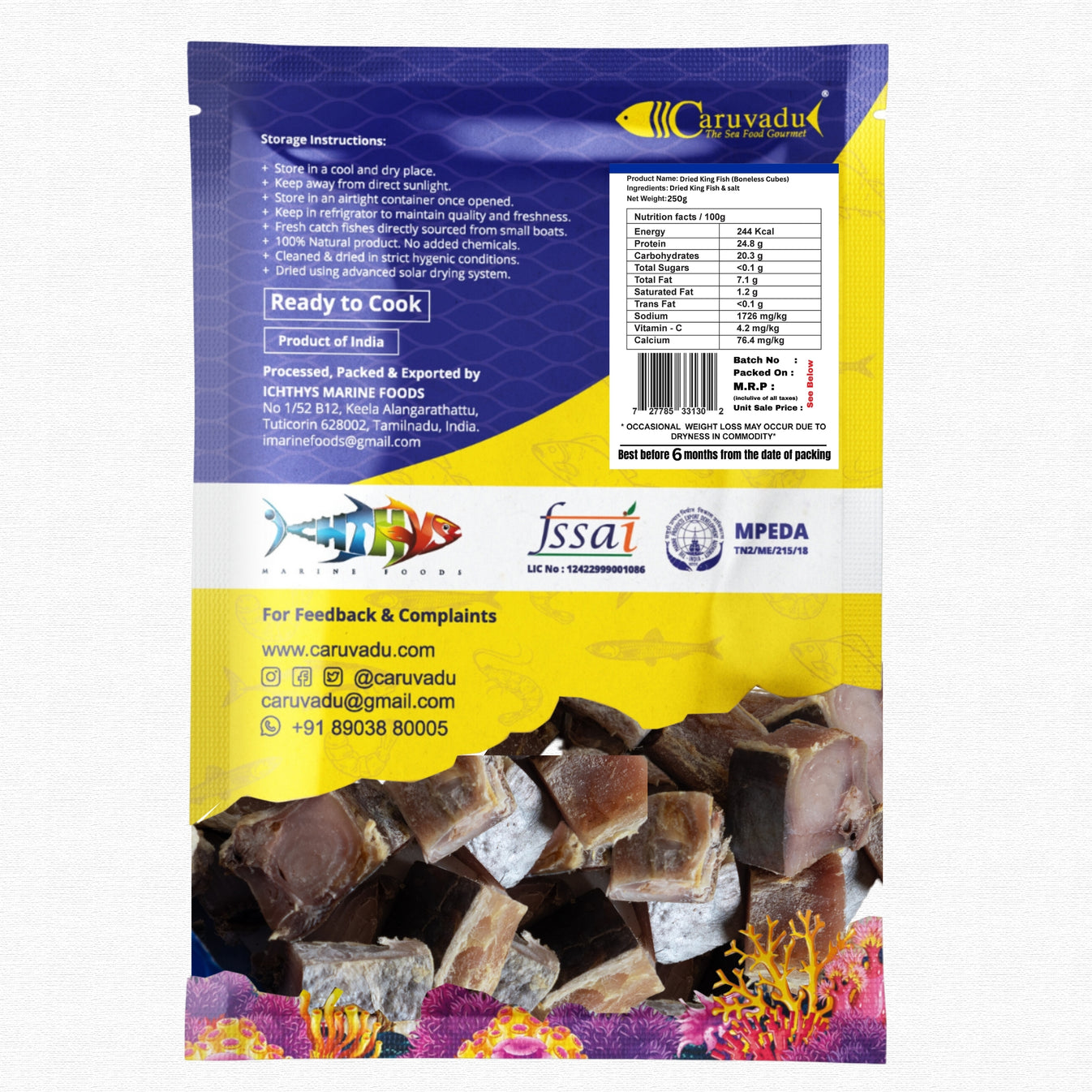 Dry King Fish Cubes – Rich in Omega-3 Fatty Acids – CARUVADU