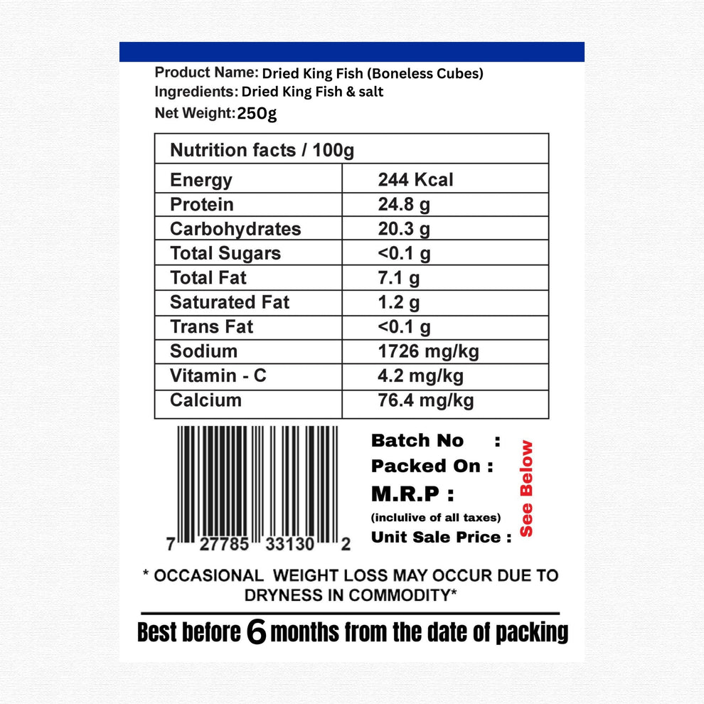 Dry King Fish Cubes – Rich in Omega-3 Fatty Acids – CARUVADU